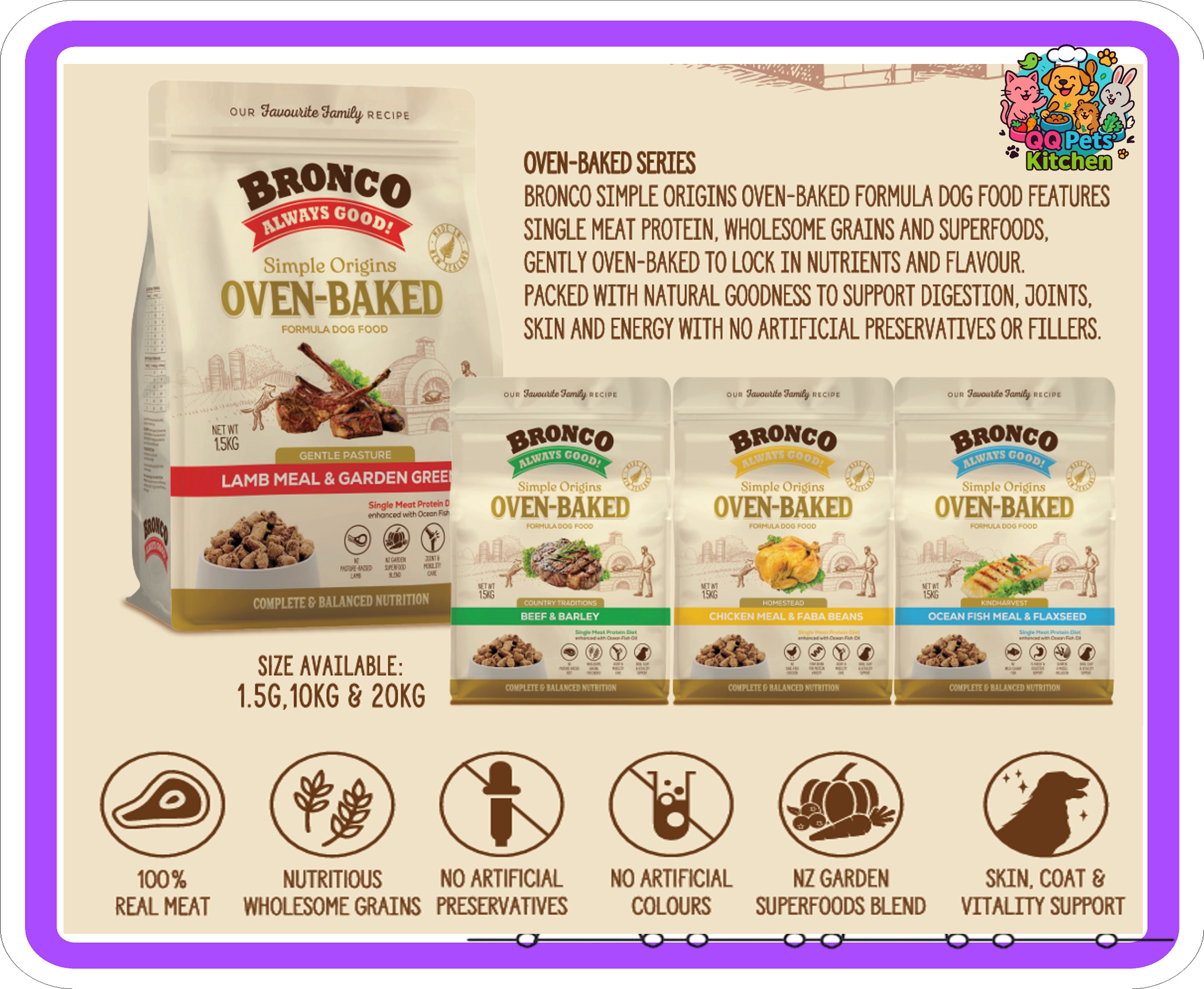 [FREE GIFT] Bronco Simple Origins Oven-Baked Formula Dog Food 1.5kg ...