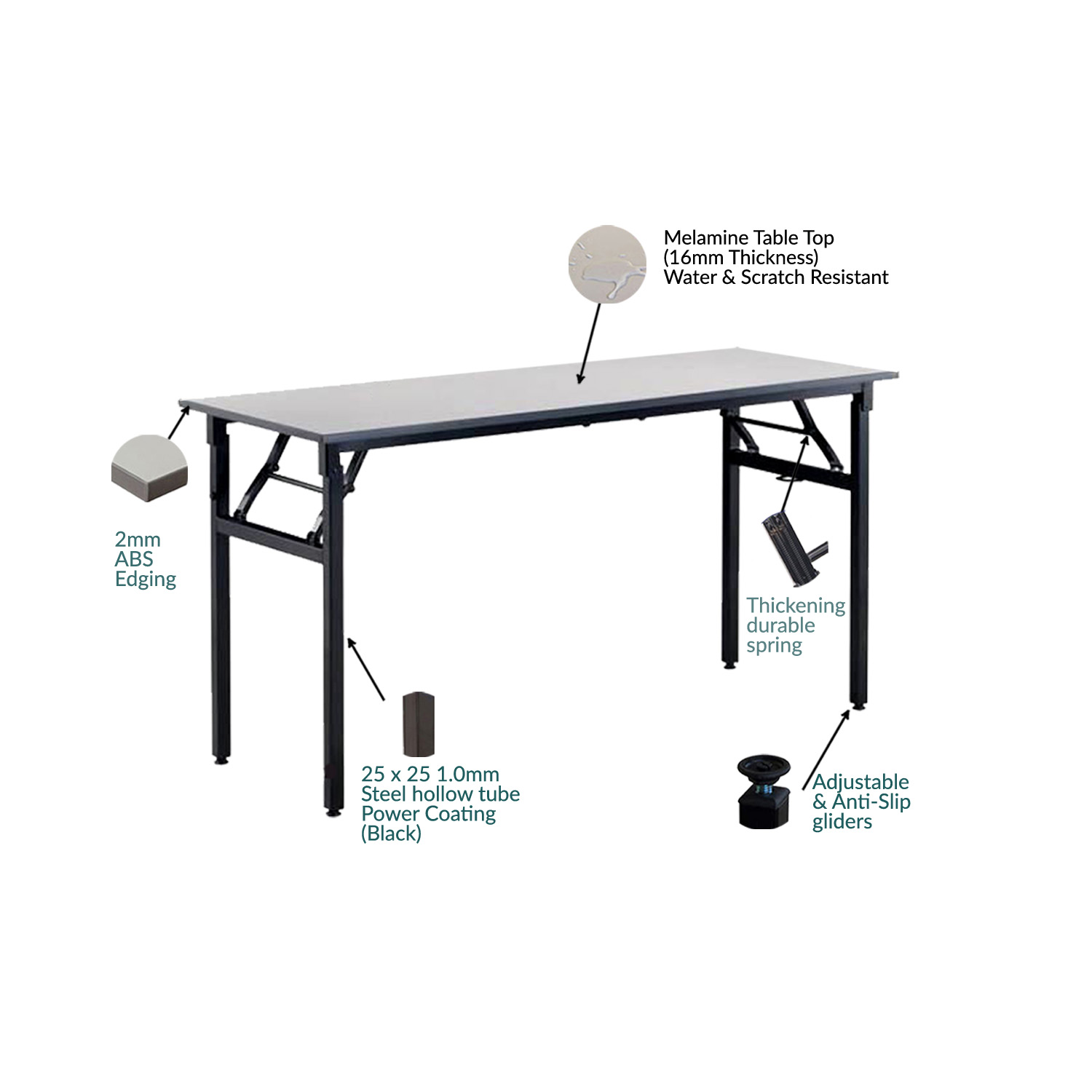 SG Ready Stock Gs Foldable Table( Melamine Top With Metal Leg ) -Light ...