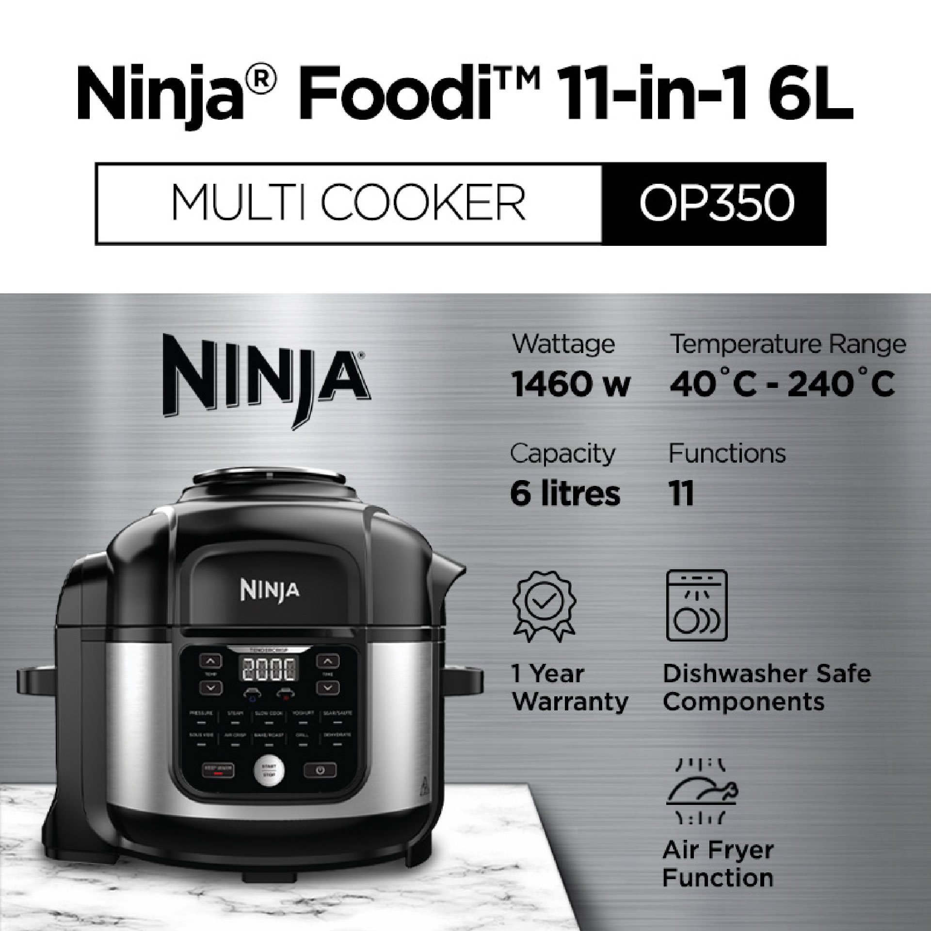 Ninja Foodi 11 in 1 Multi Cooker 6L, Pressure cook, Bake, Roast ...
