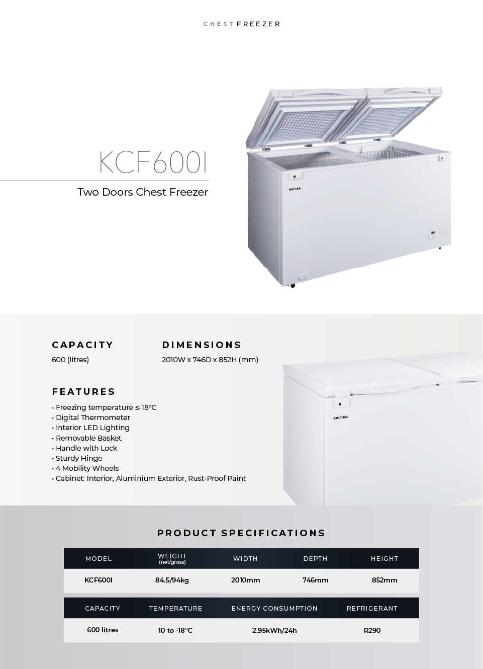 KADEKA I-Series 550L/600L (Two Door) Chest Freezer | Shopee Singapore
