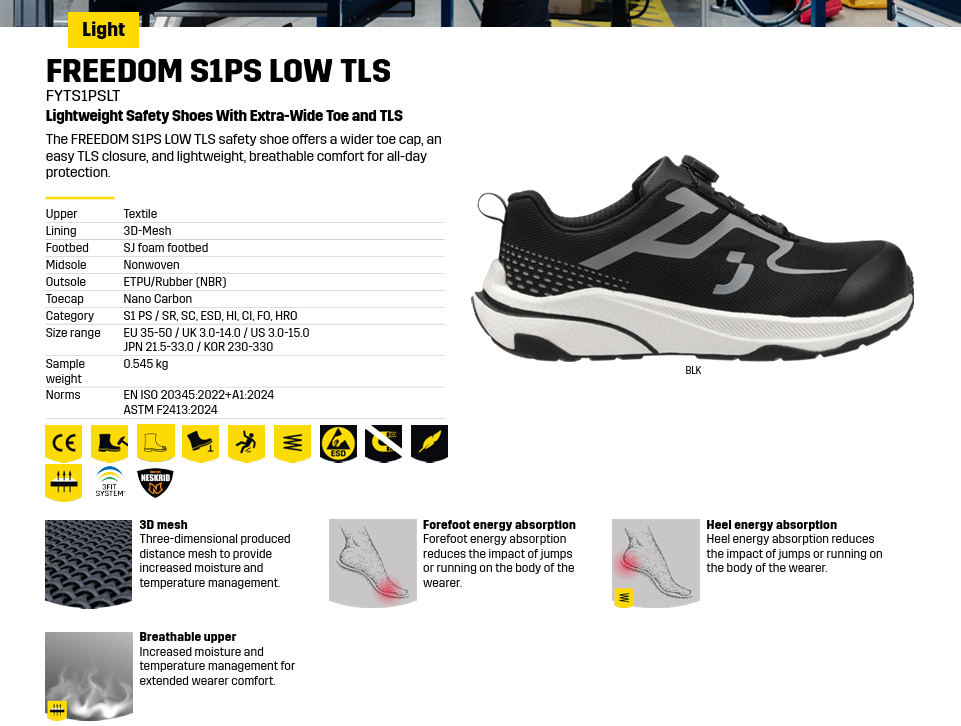 SAFETY JOGGER EXTREME LIGHT SHOE FREEDOM S1PS TLS LOW | Shopee Singapore