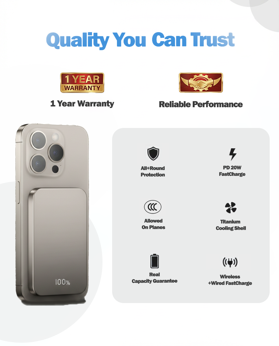 [3C Certified] Titanium Cooling Shell Magnetic Power Bank, PD Wireless ...