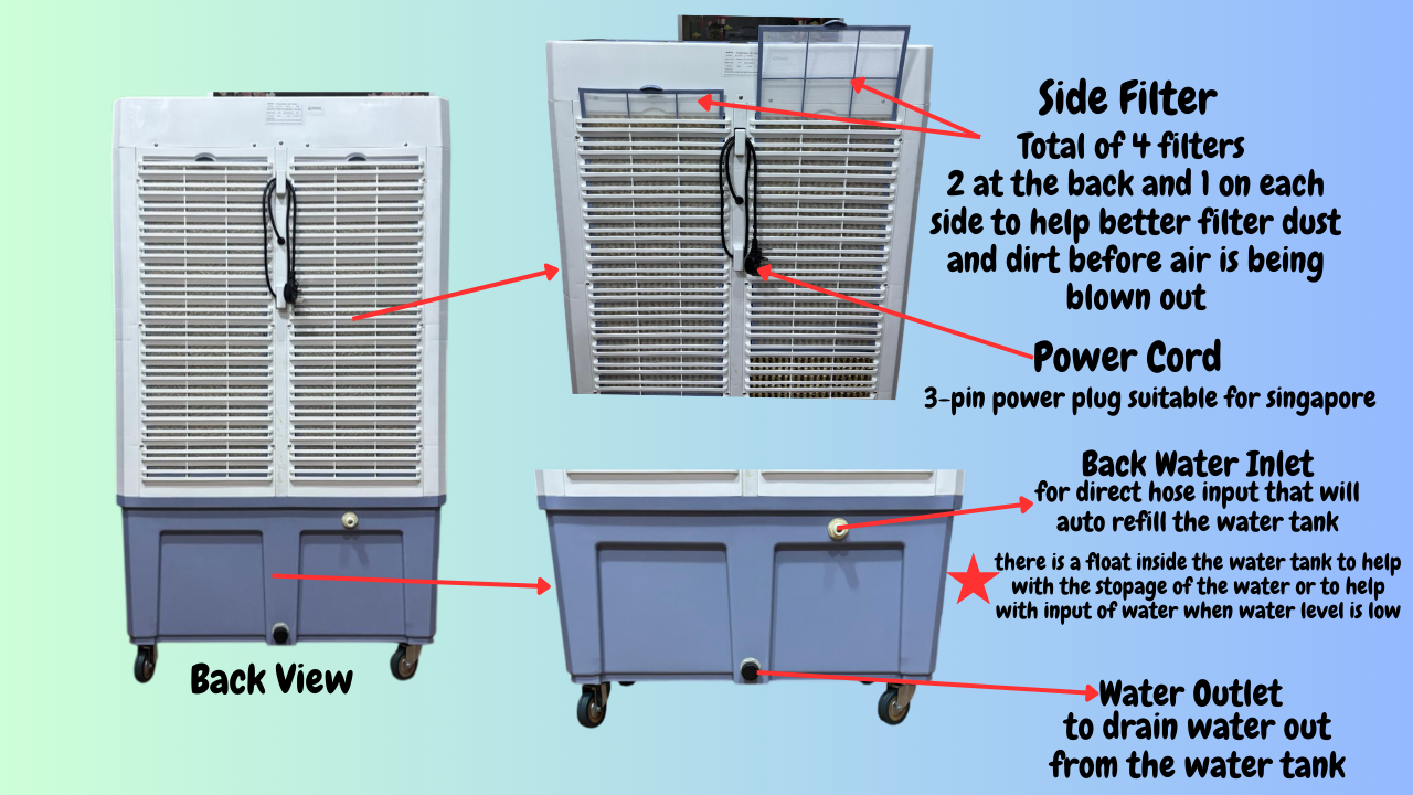 Aifa ACF-C99-1 Air Cooler, 10,000m³/h airflow, 100L water tank capacity ...