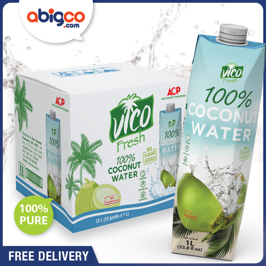 [Big Head Leong] | Vico Natural Coconut Water | 330ml/1L | | Shopee ...