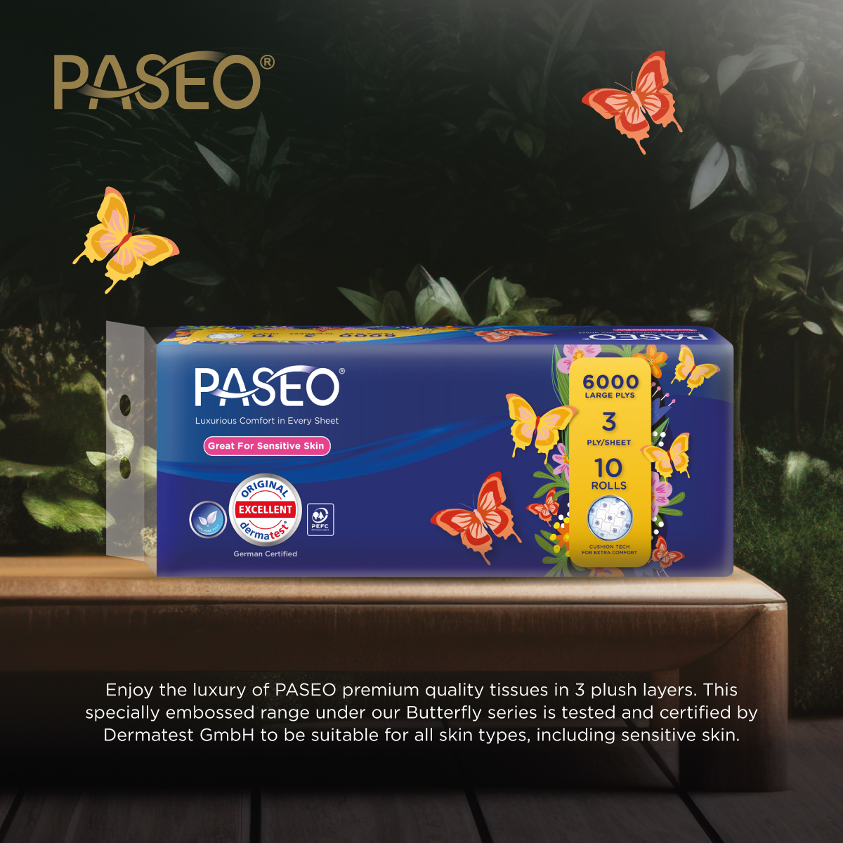 1 X PASEO TOILET ROLL 3PLY 200S 20 ROLLS (BUTTERFLY) (Toilet Paper ...