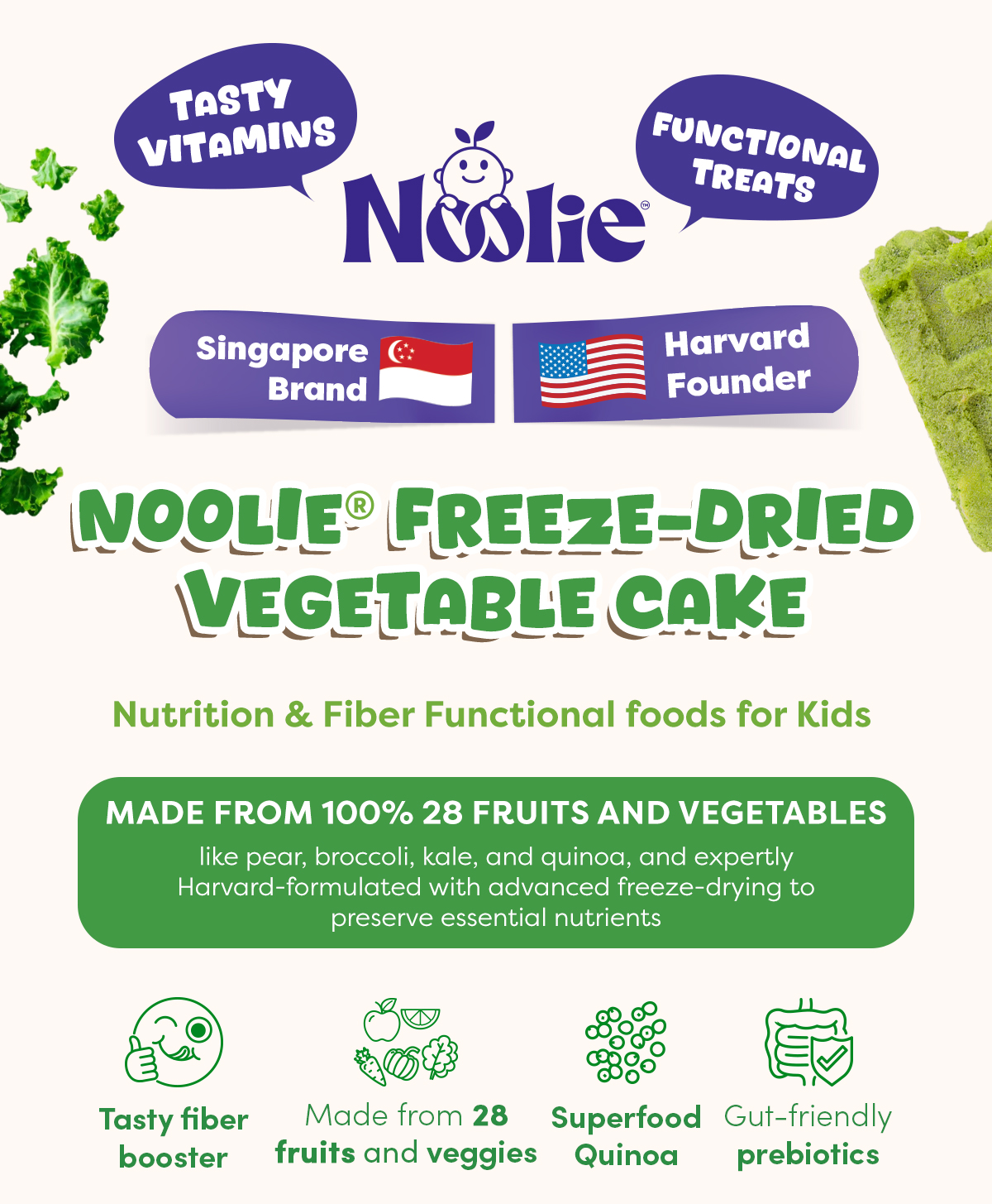 Noolie® Freeze-Dried Vegetable Cake, Nutrition & Fiber Functional foods ...