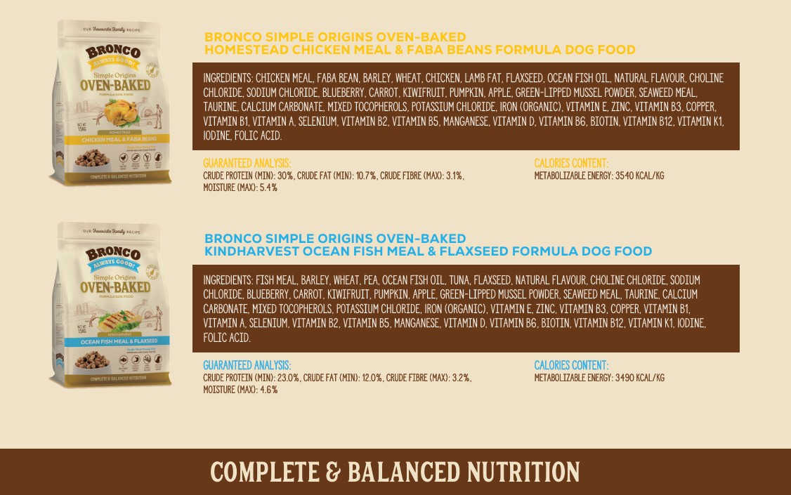 [FREE GIFT] Bronco Simple Origins Oven-Baked Formula Dog Food 1.5kg ...