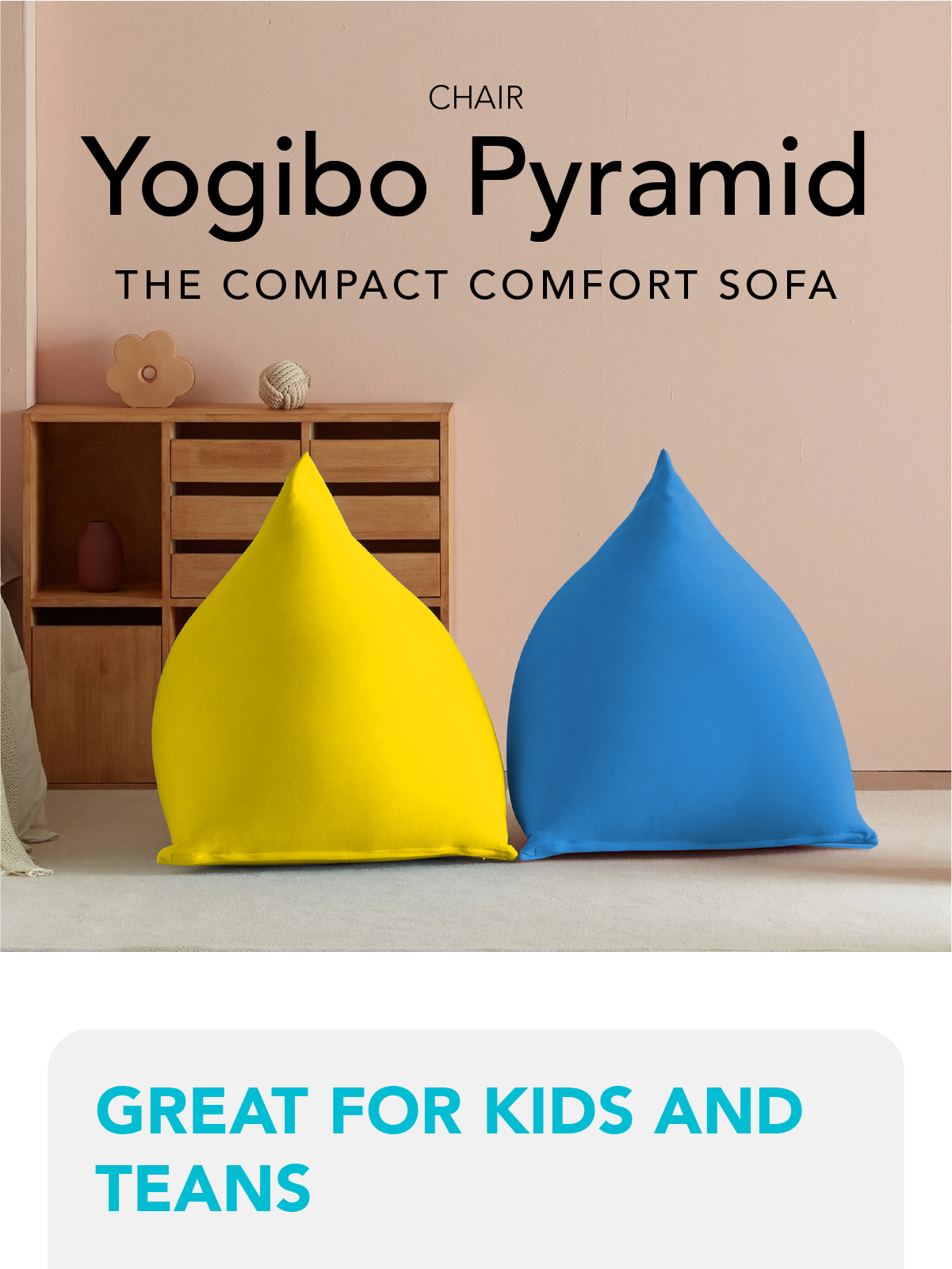 Yogibo Pyramid — Floor Seat Bean Bag for Kids | Compact Lounge Cushion ...