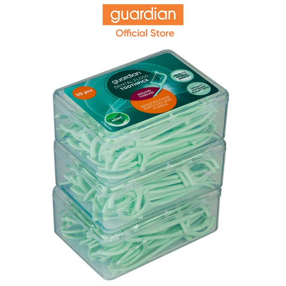 Guardian Dental Floss Toothpick Mint Round Thread 50sx3 | Shopee Singapore