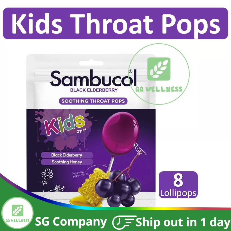 Sambucol Kids Soothing Throat Pops 8 Lollipops Pack Pop Candy Honey ...