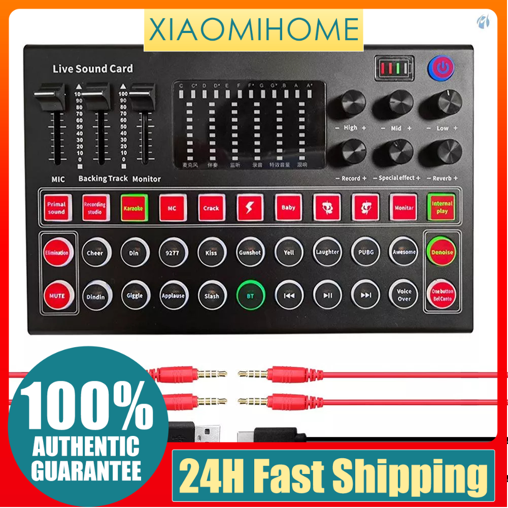 M9 Audio Interface Sound Card Live Voice Mixer External USB Sound Card ...