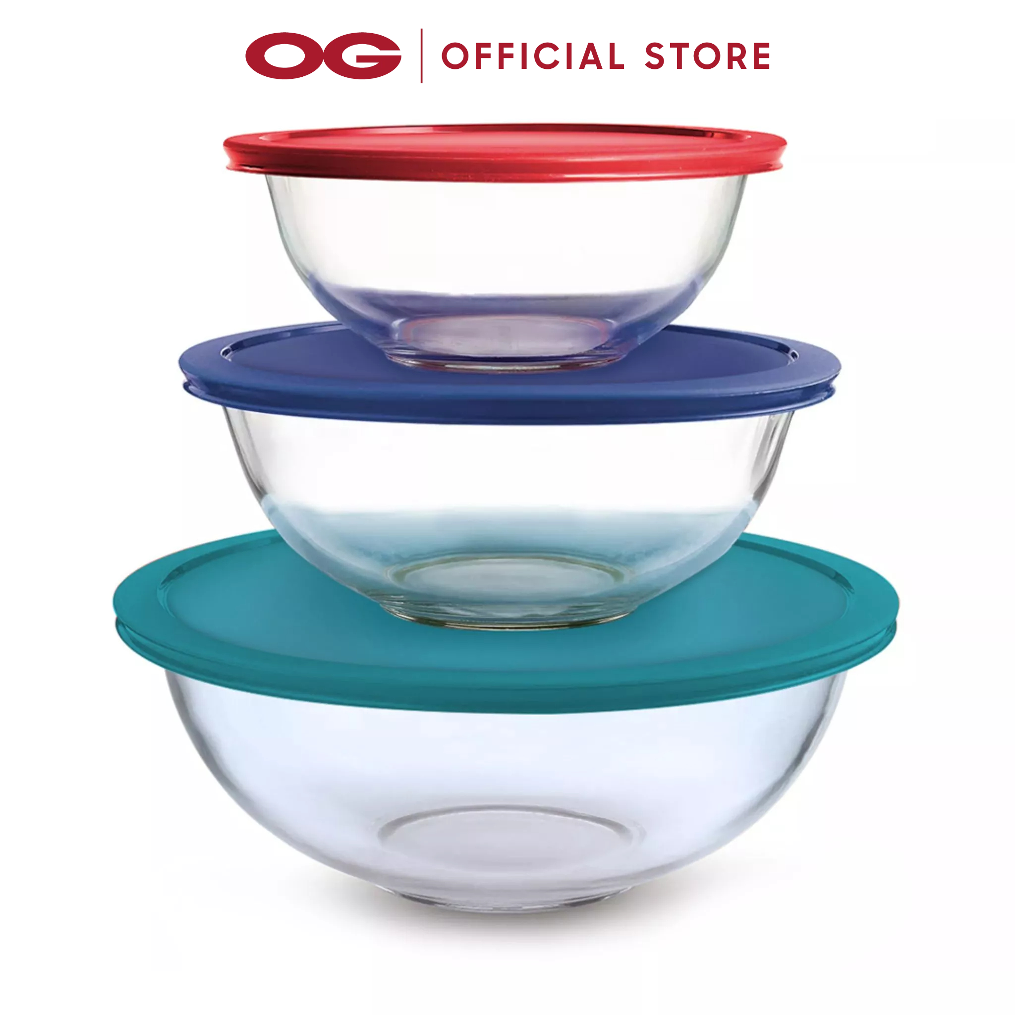 Kukeri Borosilicate Glass Containers 6pc Set - 3 Mixing Bowls and 3 ...