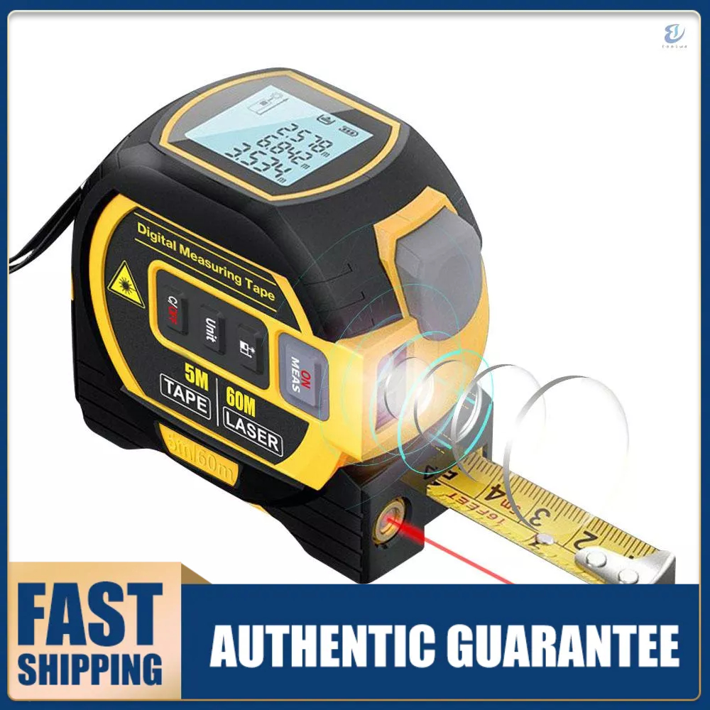 3in1 Laser Rangefinder 5m Tape Measure Ruler LCD Display with Backlight ...