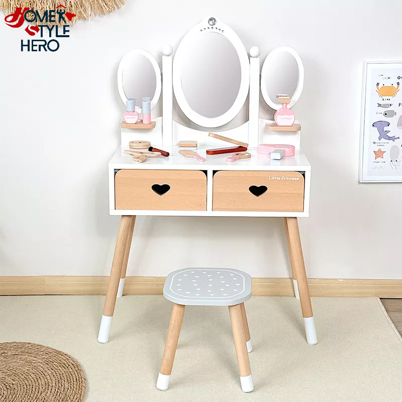 [SG Stock] Kids Wooden European Toy Dressing Table Hair Styling and ...