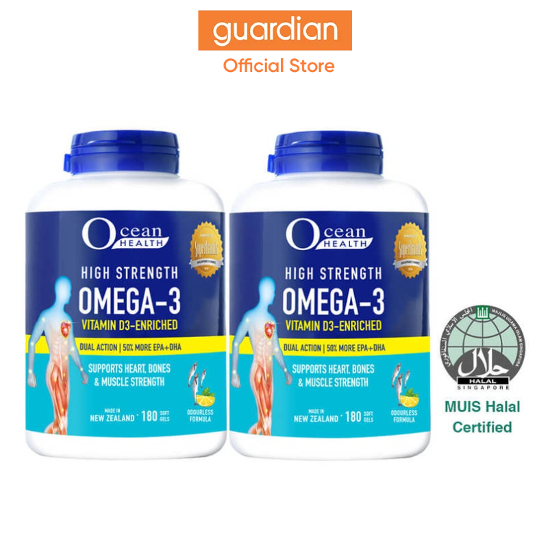 Ocean Health High Strength Omega 3 + Vitamin D3 Twin Pack, 2X180 ...