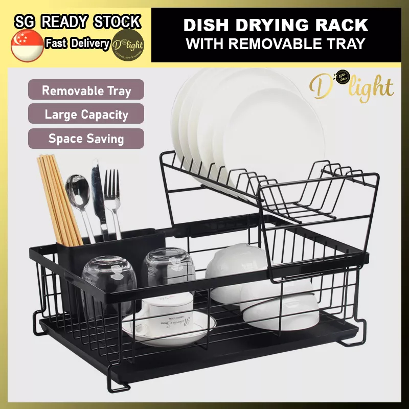 Dlight Dish Drying Rack with Removable Tray Japanese Style Drainer For ...