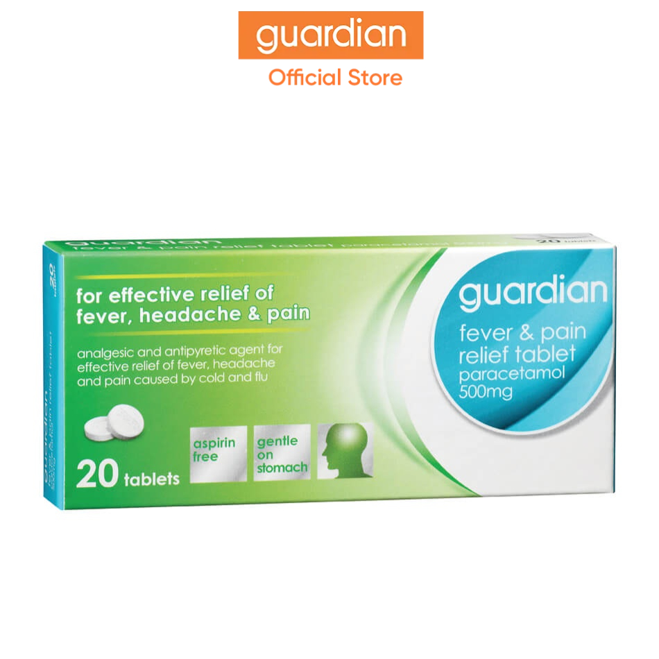 Guardian Fever & Pain Relief Tablet Paracetamol 500mg, 20 tablets ...
