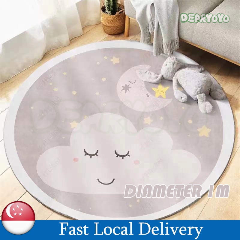 【SG】Round Floor Mat for kids Cloud Cartoon Carpet Floor Mat Children's ...