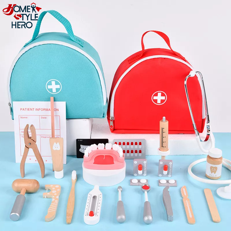 [SG Stock] Wooden Medical Doctor Dentist Pretend Play Set with Storage ...