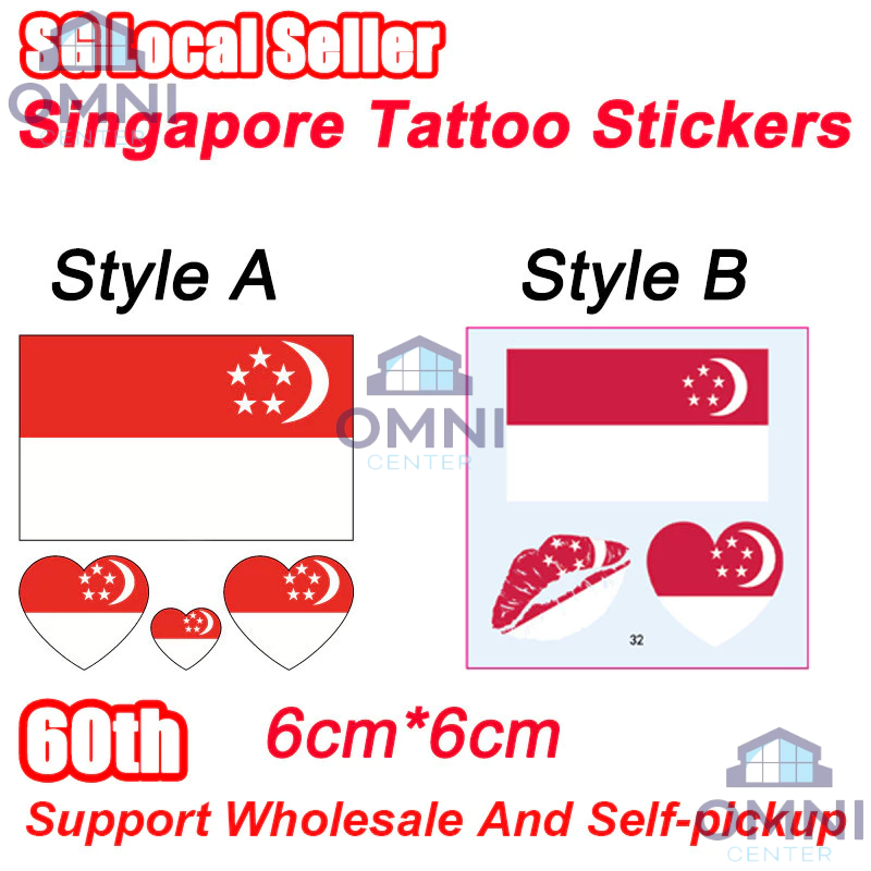 6cm*6cm Singapore Sticker Flag Tattoo Stickers NDP 2025 National Day ...