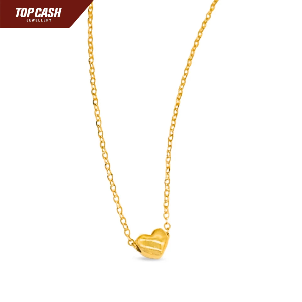 Top Cash Jewellery 18k Gold Dainty Heart String Necklace | Shopee Singapore
