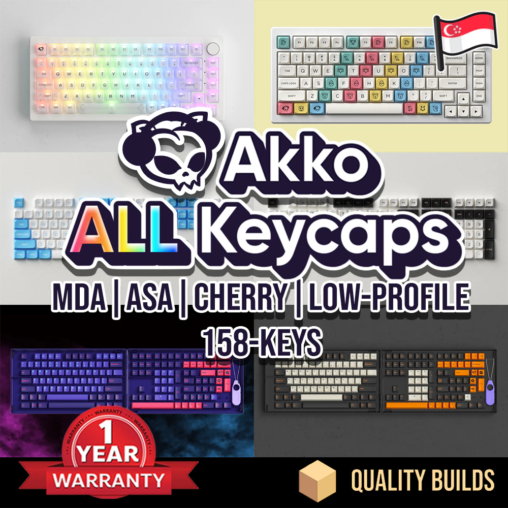 Akko Keycaps Set 158-Keys PBT MDA ASA Cherry Low-Profile Clear ...