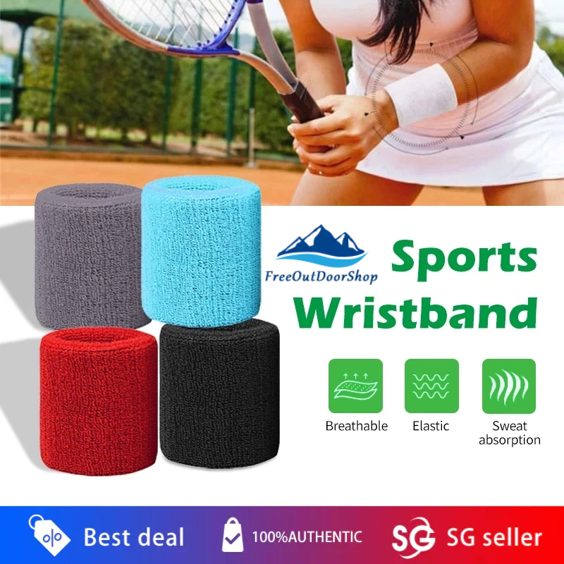 【SG STOCK】1PC Sport Wristband Sweatband Cotton Hand Band For Gym Tennis ...