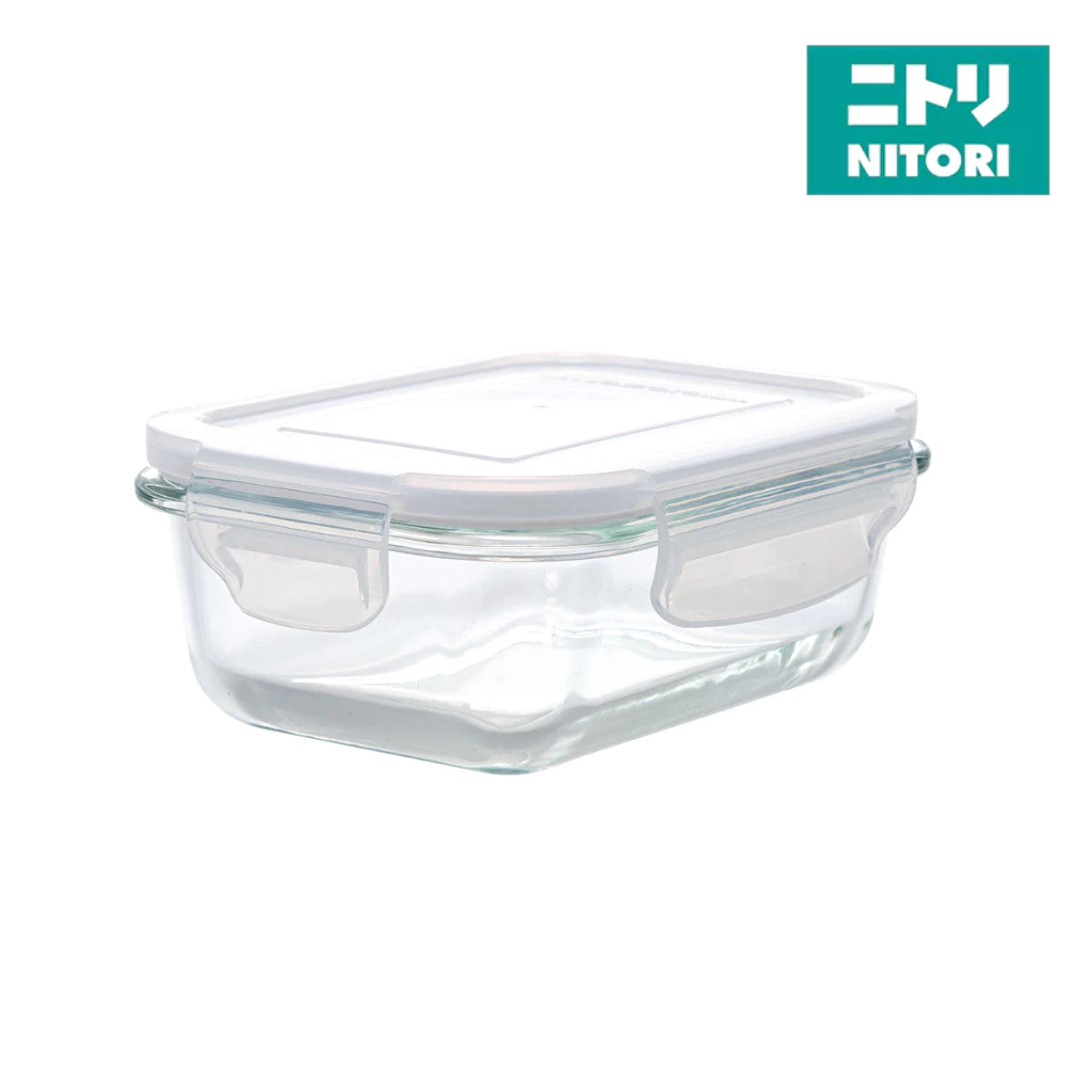 NITORI Heat Resistant Glass Storage Container 370ML Rectangular ...