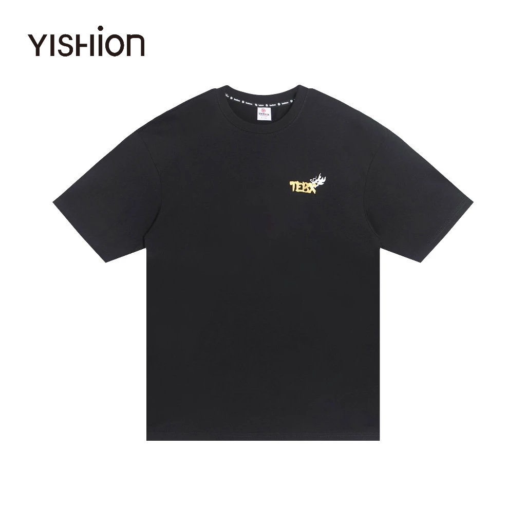 YISHION TEEBOX - Short Sleeve Drop Shoulder Men T-Shirt with TEBX Logo ...