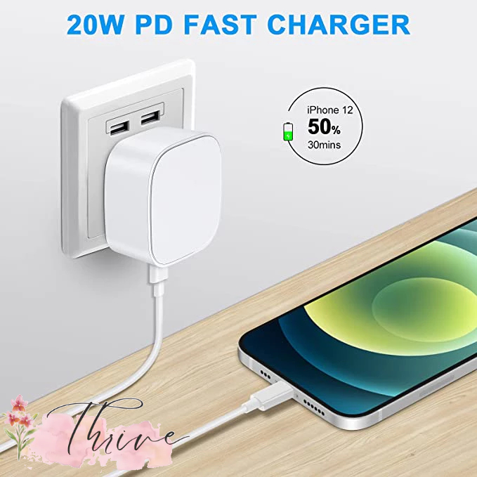 THRIVE | Fast Charger UK Charging PD Plug Folding 20W Adapter For ...