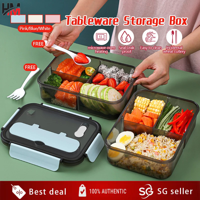 【HM】SG Stock Bento Microwave Freeze Safe Lunch Box With Spoon Fork ...