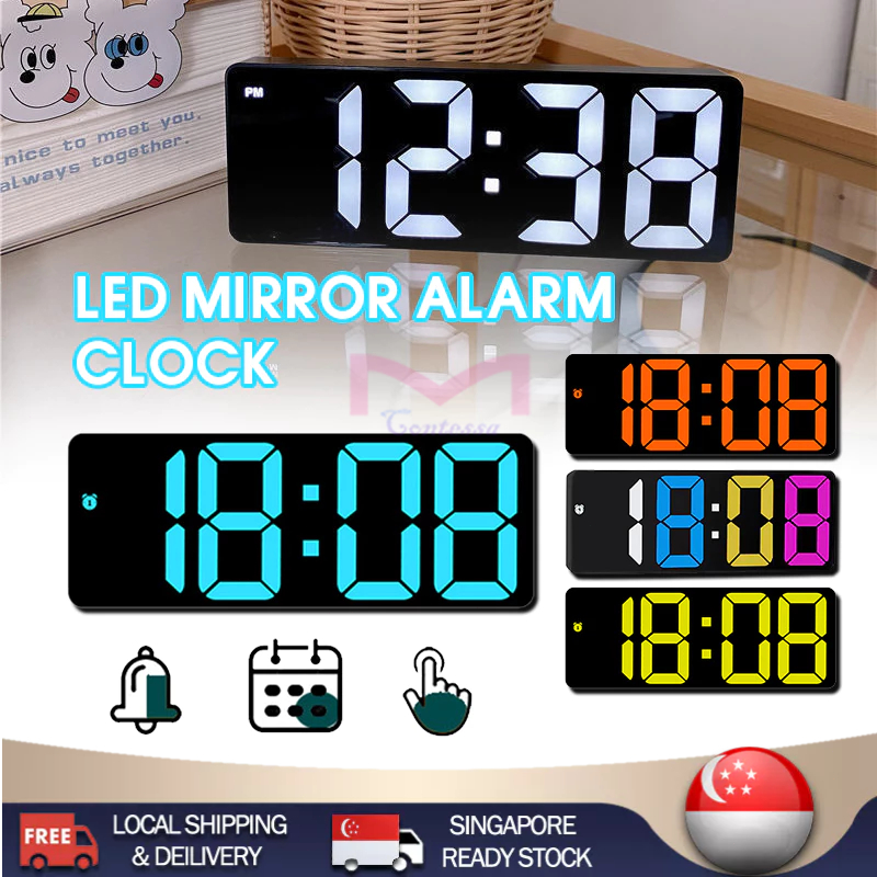 LED Digital Table Clock Alarm Clock Dormitory Bedside Desktop Large ...