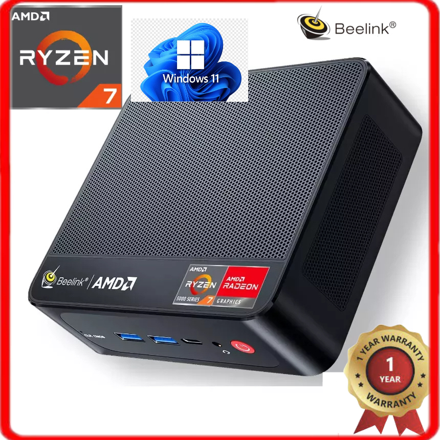 Beelink SER5 Mini PC, AMD Ryzen 7 5800H (8C/16T,up to 4.4GHz), W11 Pro ...