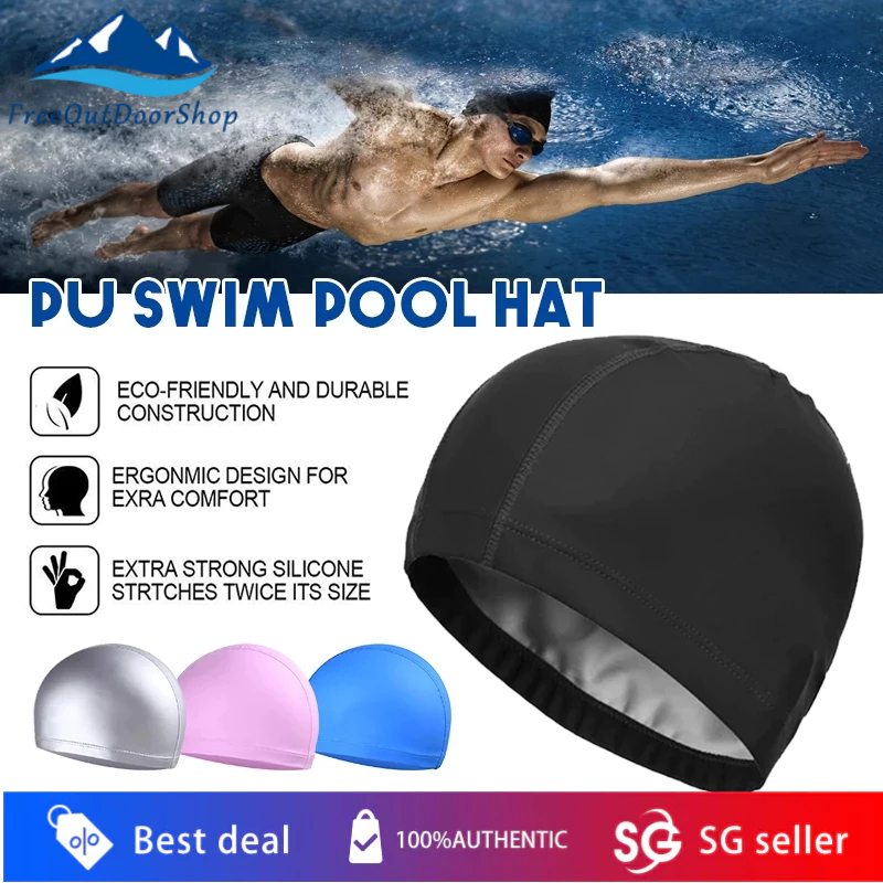 【SG Stock】Adults/Kids Swimming Caps High Elastic Waterproof PU Protect ...