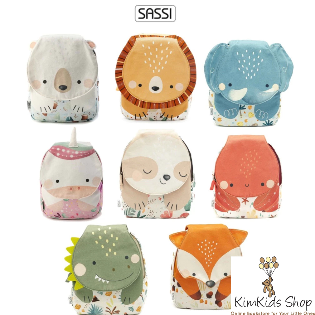 Sassi Kids backpack A5 size - Lion/ Bear/Octopus/Elephant/Sloth/Fox ...