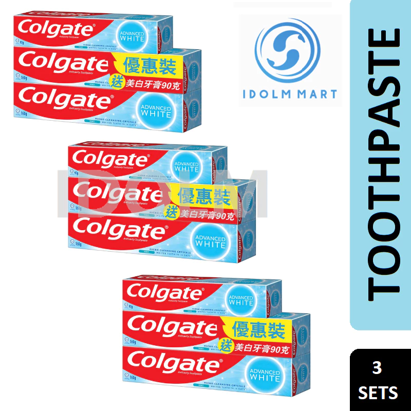 [ Bundle of 3 Packs ] COLGATE ADVANCE WHITE TOOTHPASTE 2X160G + 90G ...