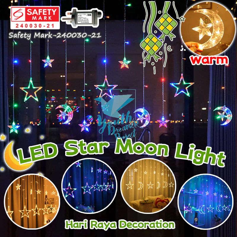 🌙2025 Hari Raya Decoration Ramadan Lights 4.5M 138LED Hari Raya Lights ...