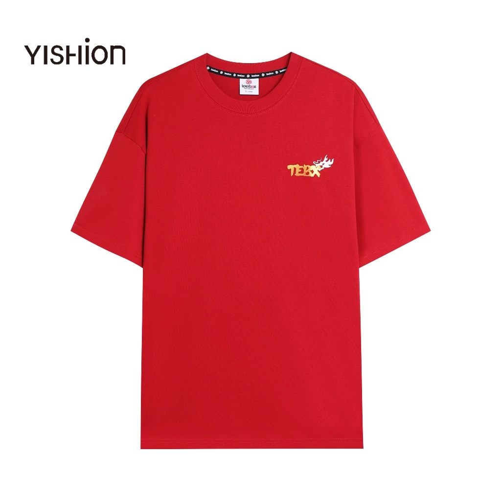YISHION TEEBOX - Short Sleeve Drop Shoulder Men T-Shirt with TEBX Logo ...