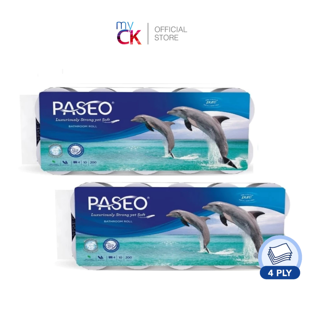 (Bundle of 2) Paseo Pure Puly Bathroom Tissue Roll 4 Ply (10x200sheet ...