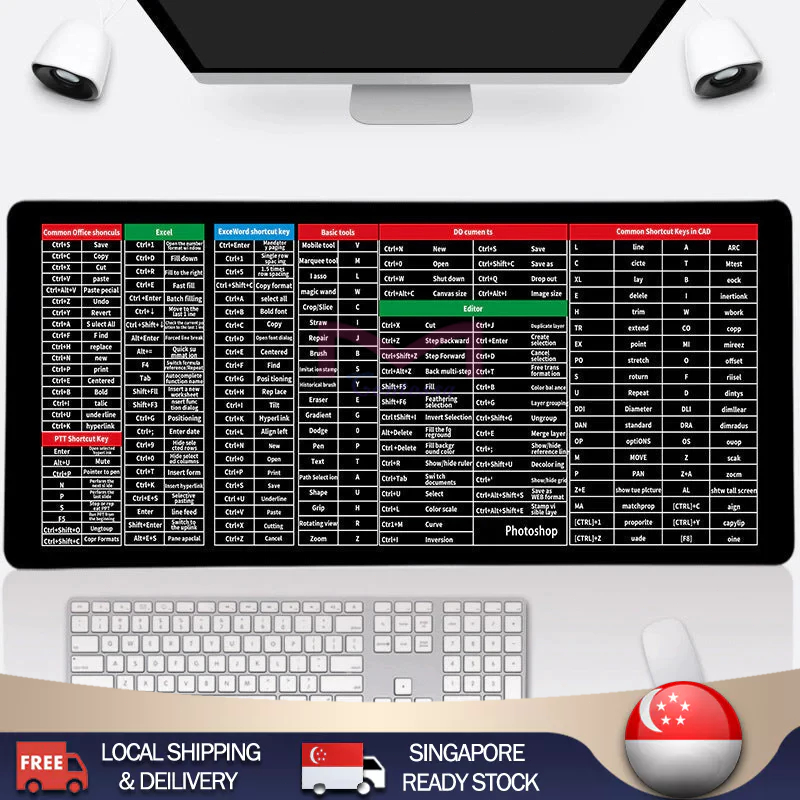 🔥Ready Stock🔥 XXL Gaming Mouse Pad Keyboard Office Shortcuts Mouse Pads ...