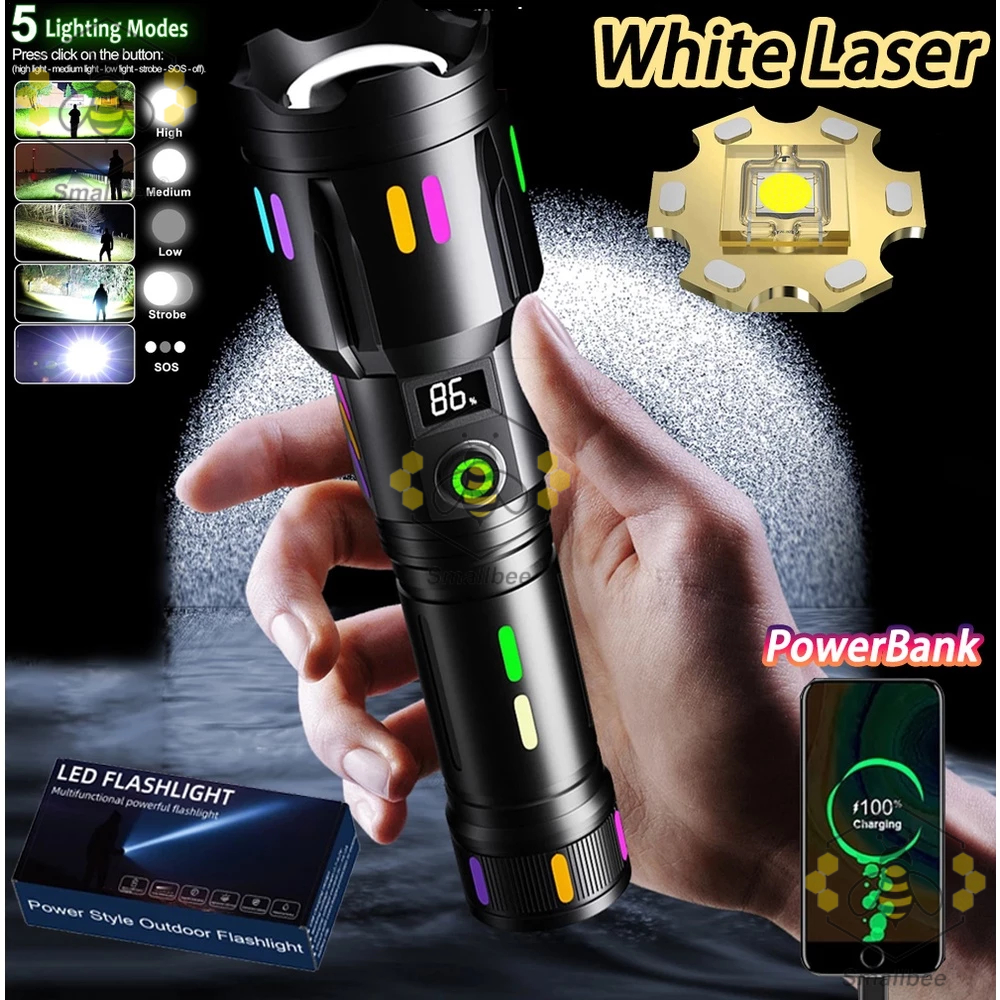 High Power Spotlight Long Range LED 26650 Flashlight With Luminous ...