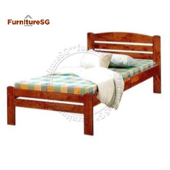 (FurnitureSG) Solid Wooden Single Bed Frame With Mattress | Shopee ...