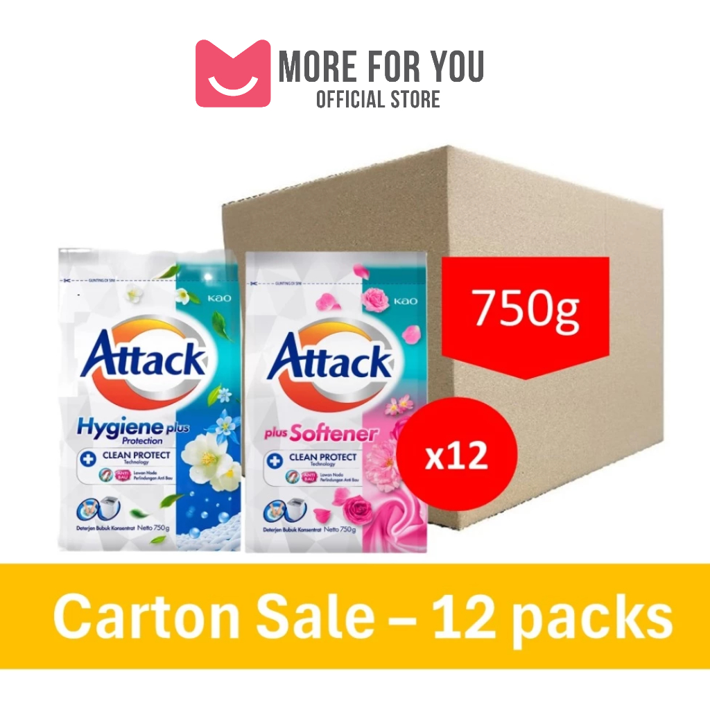 💕MORE FOR YOU💕Kao Attack Powder Detergent 750g x 12 packs (Carton Sale) | Shopee Singapore
