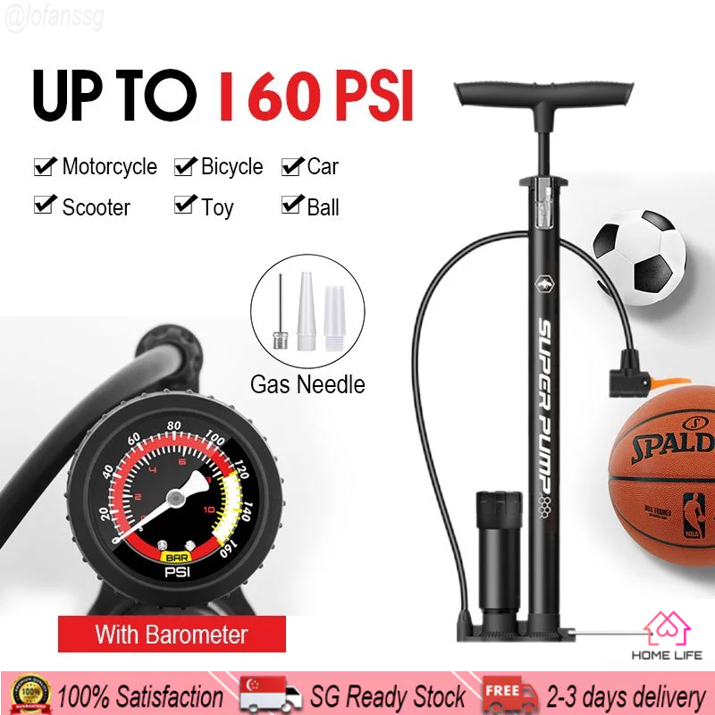 Floor Air Pump 160PSI Bike Floor Pump High Pressure Cycling Pump Tire ...