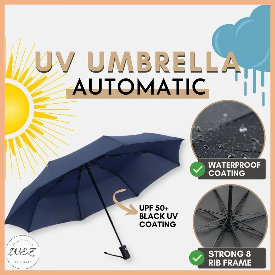 UV Fashion Black Coating Automatic / Manual Umbrella / Windproof ...