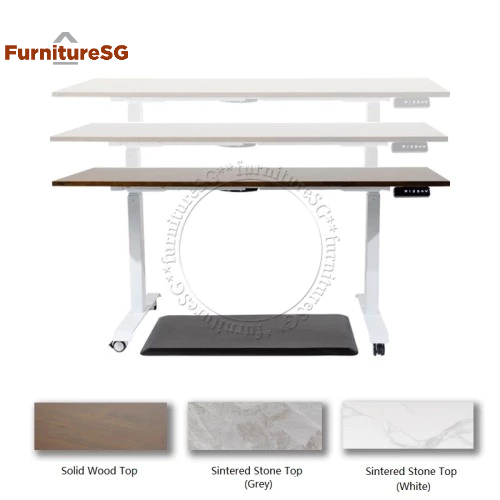(FurnitureSG)Electric Height Adjustable Study Table *Solid Wood Top ...