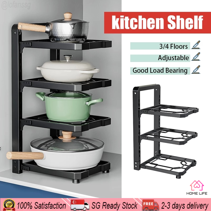 [SG Seller] Adjustable Pot Rack Kitchen Storage Kitchen Shelf Storage ...