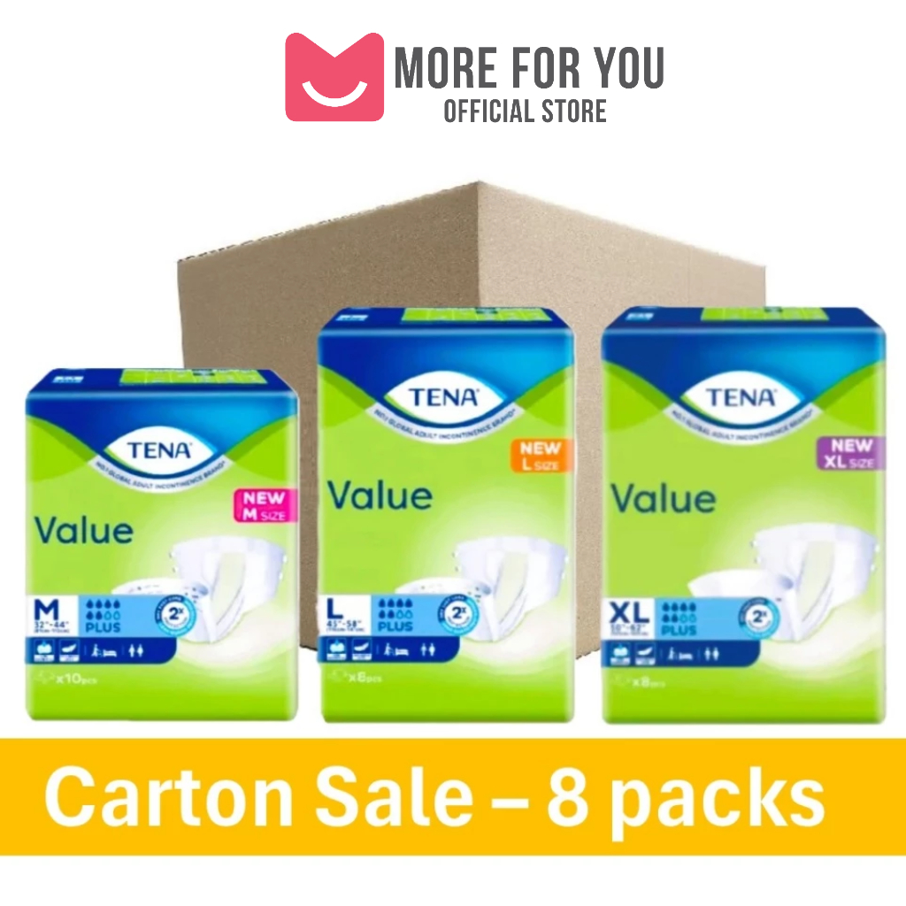 💕MORE FOR YOU💕TENA Adult Diaper Value Tape M10s/L8s/XL8s (Carton Sale) | Shopee Singapore