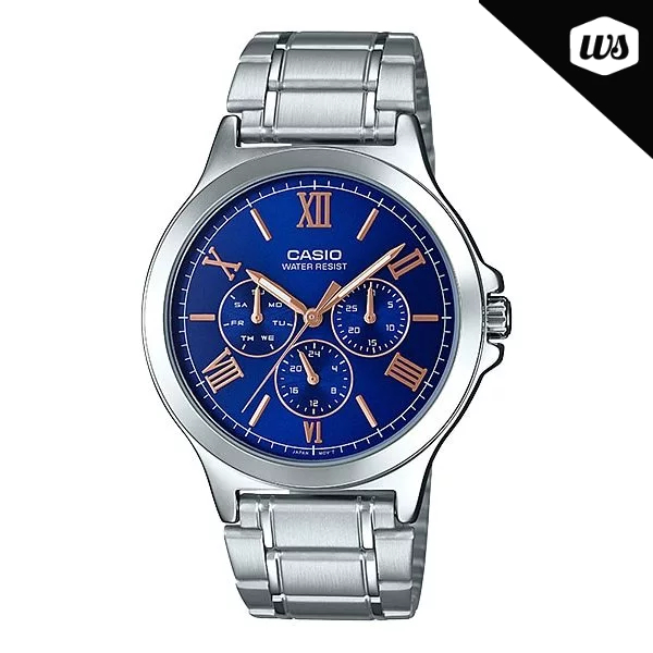 Casio Men's Multi-Hands Silver Stainless Steel Band Watch MTPV300D-2A ...