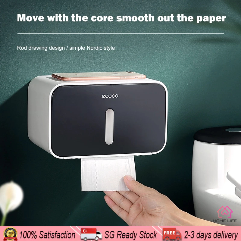 ECOCO Bathroom Tissue Box Waterproof Paper Holder Wall Mounted ...